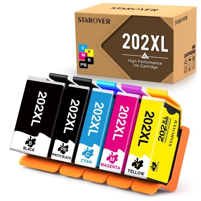 STAROVER Cartouche d'encre Epson 202 XL 202XL pack de 5 compatible ...
