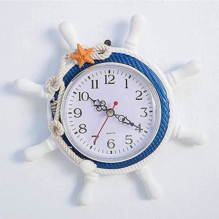 Volant De Bateau En Bois De Style Méditerranéen 4 Pouces Décoration De La Maison Horloge Murale ...