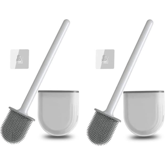Lot De 2 Brosses De Toilette En Silicone, Avec Support Mural, Avec Long Manche Antidérapant ...