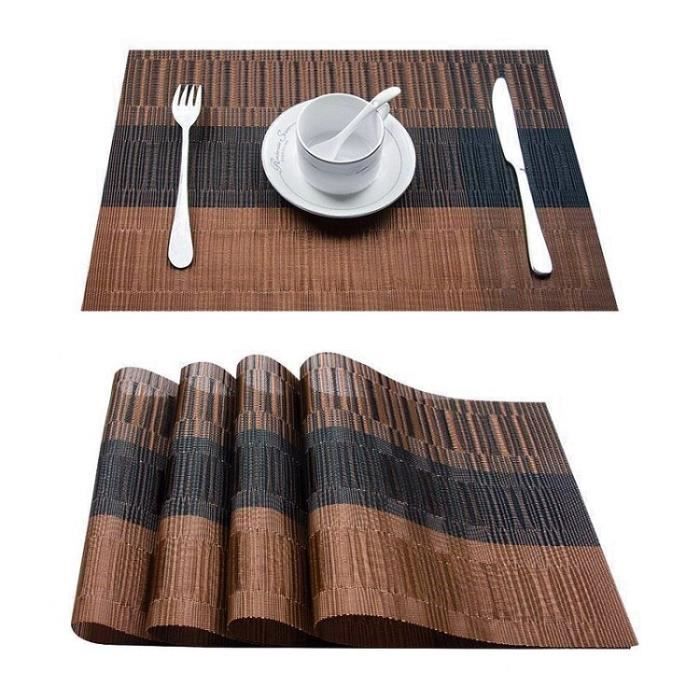 SET DE TABLE,Coffee Bamboo-Set of 4--Set de 4 napperons en PVC pour ...