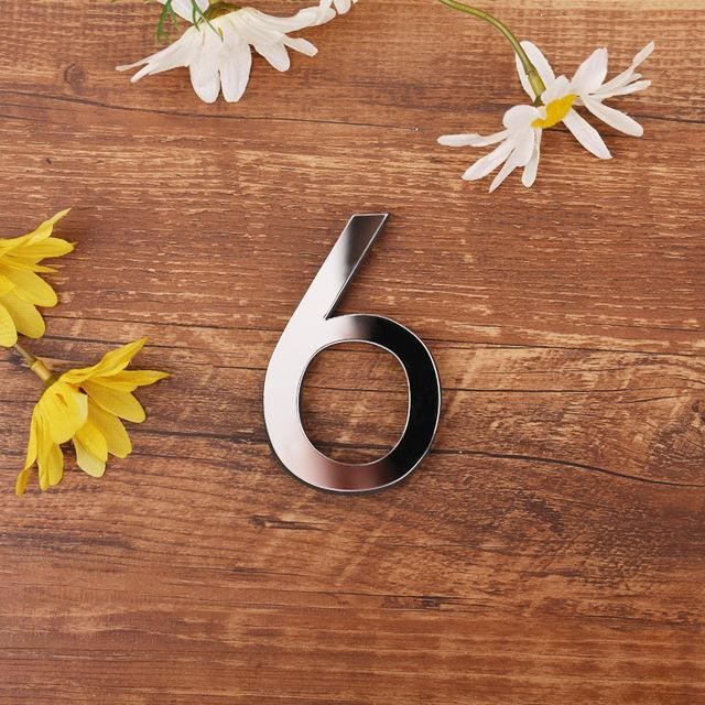 PLAQUE DE PORTE,6--Numéro de maison numérique miroir en acrylique ...