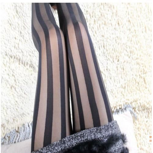 Bas,Collant Sexy en résille à rayures noires pour femmes, bas moulant ...