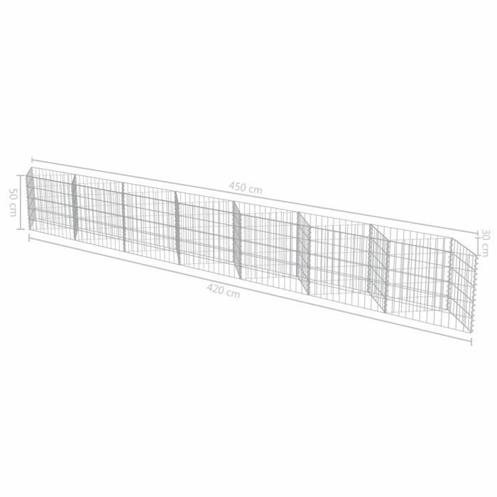 Mur de gabion en Acier galvanisé - VGEBY - 450 x 30 x 50 cm - argenté ...