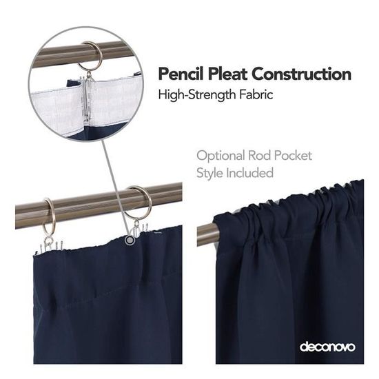 Deconovo Lot de 2 Rideaux Occultants avec Galon Fronceur Rideau Grande ...