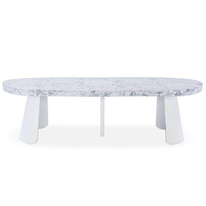 Table ronde extensible - MENZZO - Henriette - Effet Marbre Blanc - 8 ...