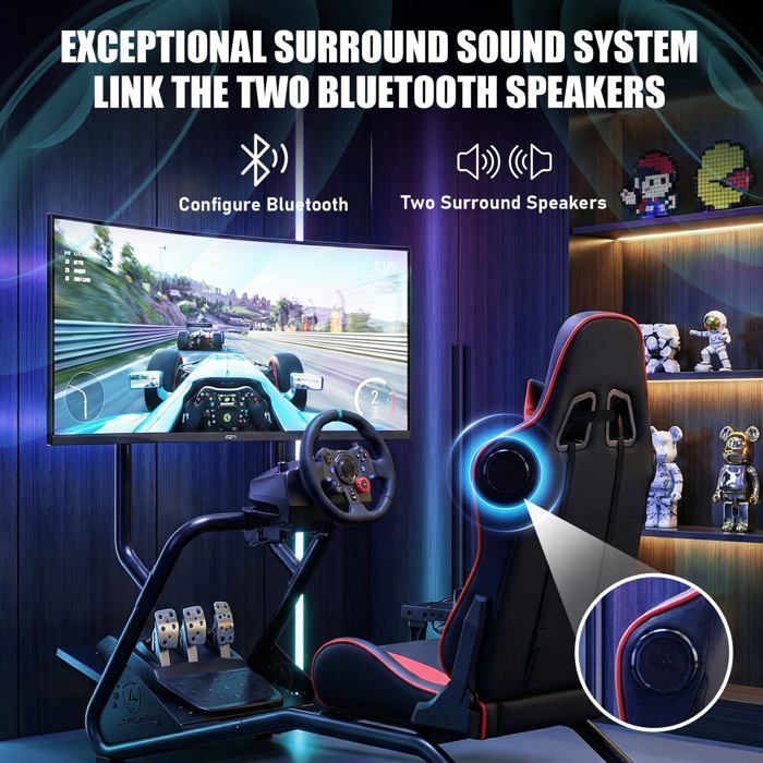 Simulateur de Conduite avec Siège, Haut-parleurs 3D, Support Ecran ...