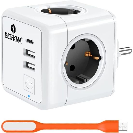 Multiprise Electrique USB C 3680W Bloc Multiprises Murale 4 Prises 7 en ...