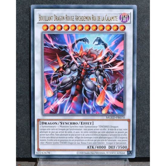 Carte YU-GI-OH MGED-FR070 Bouillant Dragon Rouge Archdémon Roi de la Calamité 2ED NEUF FR ...