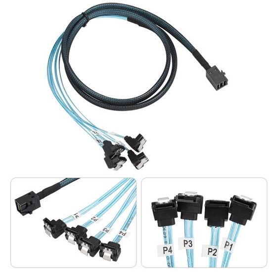 Interface HD 7Pinx4 Mini câble SAS, câble de disque dur 36P, 1 mètre ...