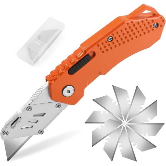 Cutter Pliant - TRAHOO - Cutter Professionnel Avec 10 Lames En Acier ...