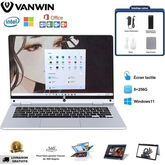 PC Portable 11.6" - VANWIN - Intel - 8Go RAM - 256Go SSD - Windows 11 - Tactile 360° - Cdiscount ...