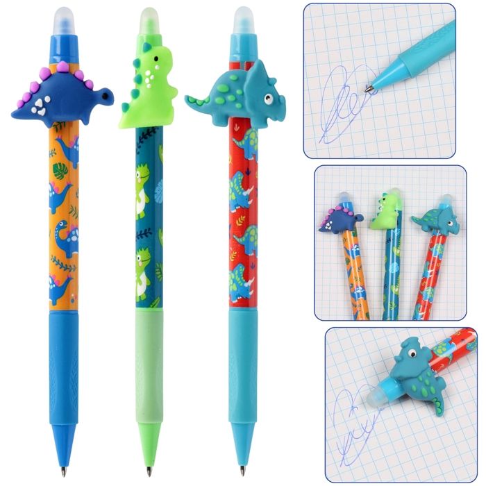 Stylos effaçables Dinosaure, stylo à bille automatique avec gomme ...
