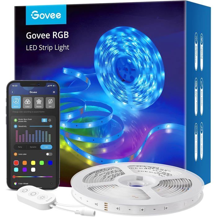 Govee Ruban LED 5m, WiFi Bande LED RGB Multicolore, App Contrôle, Mode ...