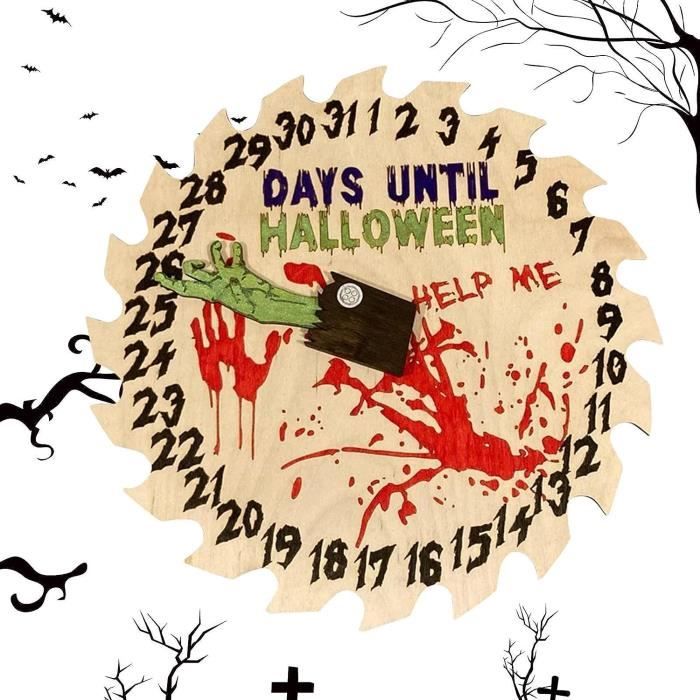 Décoration d'Halloween - ZGEER - Calendrier de Compte à Rebours en Bois ...