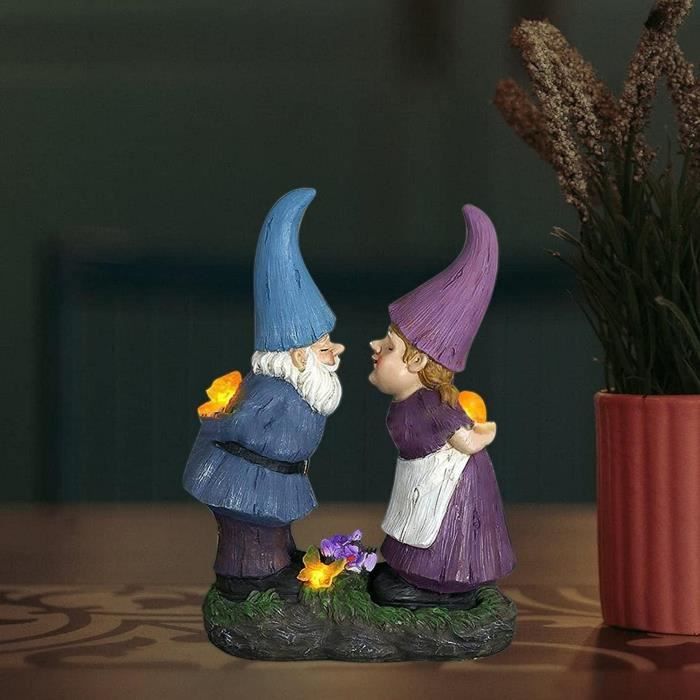 Nain De Jardin, Lampe Solaire Exterieur, Paire À La Main Statue Gnome ...