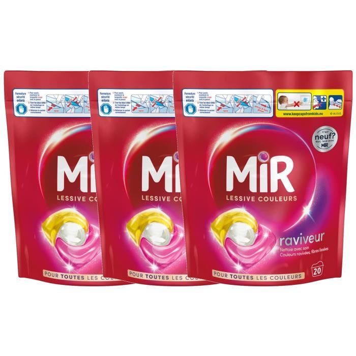 MIR LESSIVE Lot de 3 Lessives capsule Couleurs Doypack x20 - Cdiscount ...