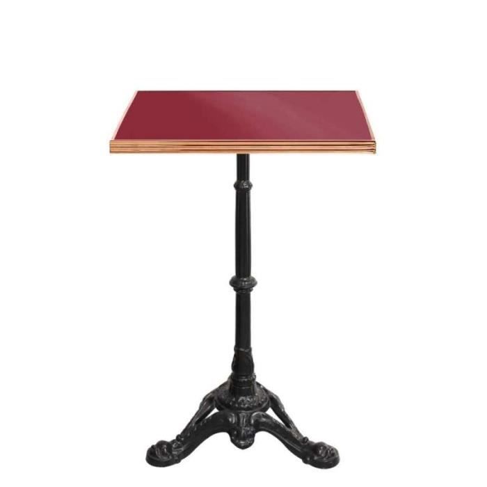 Table bistrot en émail rouge avec cerclage en cuivre - h70 x l50 x l50 ...