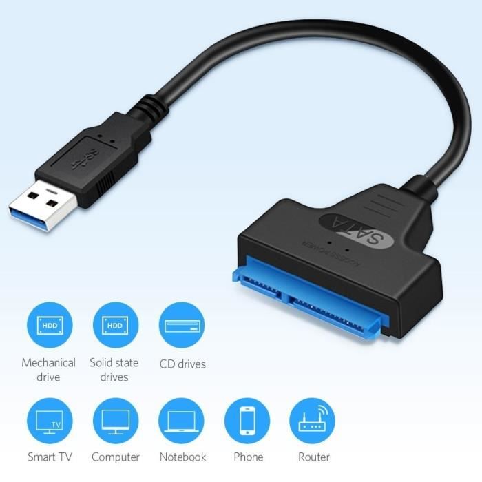 Disque dur interne USB 3.0 vers SATA7 + convertisseur de câble de ...