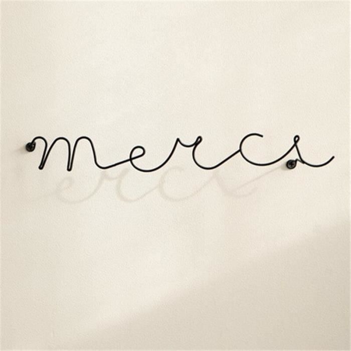 Décoration murale - Merci - Type 02 - Métal - Noir - 70 cm - Cdiscount ...