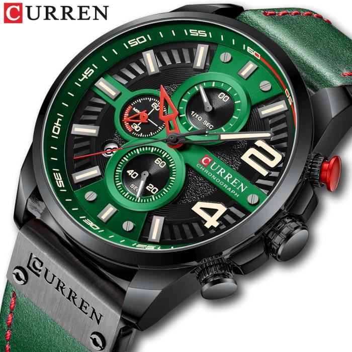 CURREN®MONTRE BRACELET en cuir pour hommes, chronographe, mode, horloge ...