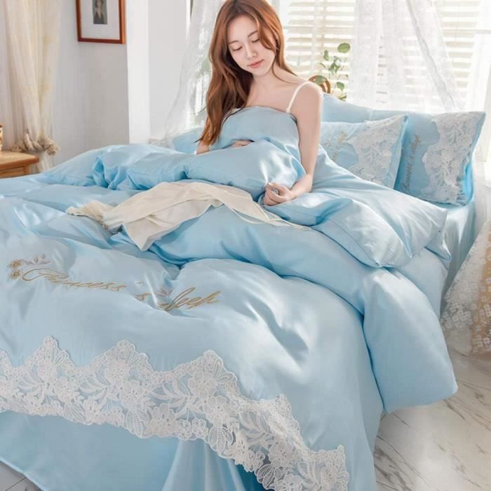 Parrure Lit 220X240,Literie D'Été En Soie Lavée En Quatre Pièces Style ...