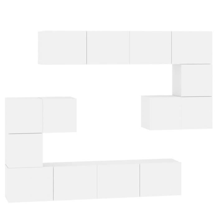 Meuble TV mural Blanc Bois d'ingénierie-DIO7807118676676 - Cdiscount Maison