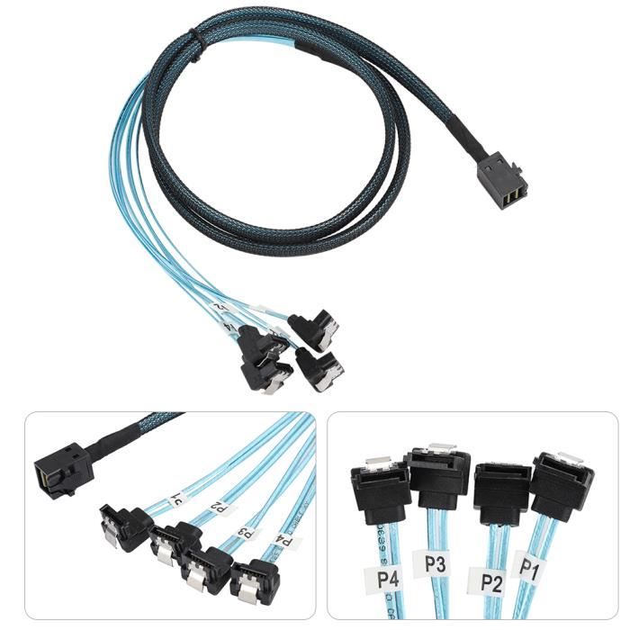 Interface HD 7Pinx4 Mini câble SAS, câble de disque dur 36P, 1 mètre ...