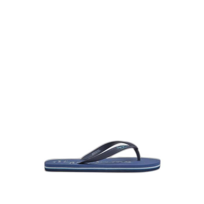 Tongs Pepe Jeans Bay Beach Logo - Homme - Textile - Bleu - Dark denim ...