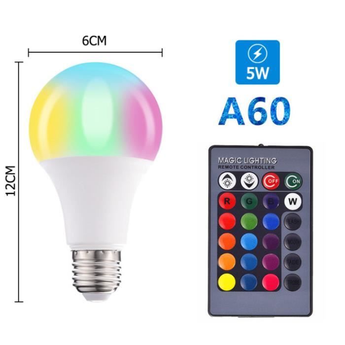 PIMPIMSKY Ampoule Led Couleur Changement de couleur Ampoule 5W E27 Dimmable RGBW LED Ampoules ...