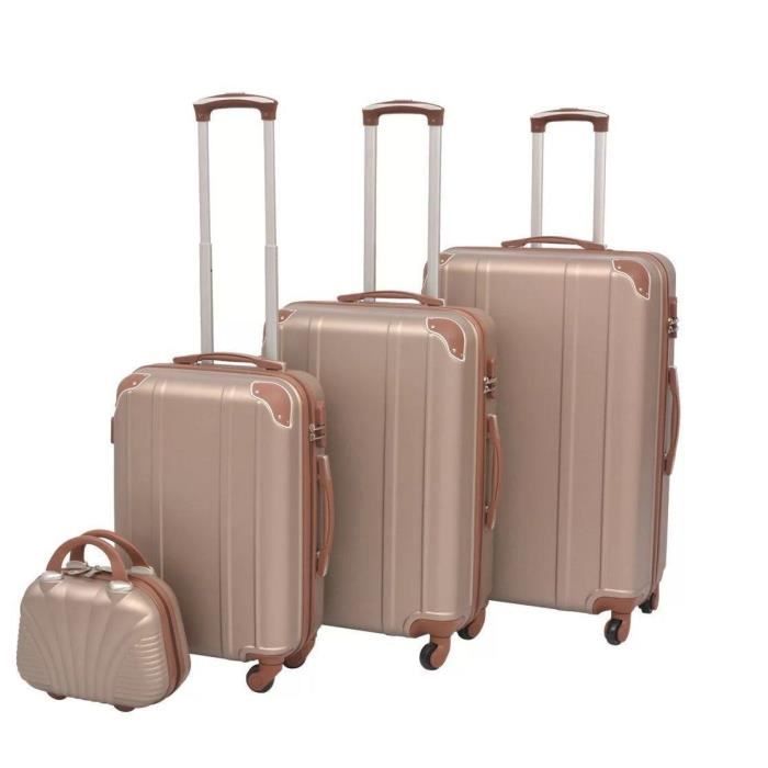 Set 3 valises + vanity 8 roues MARRON CLAIR