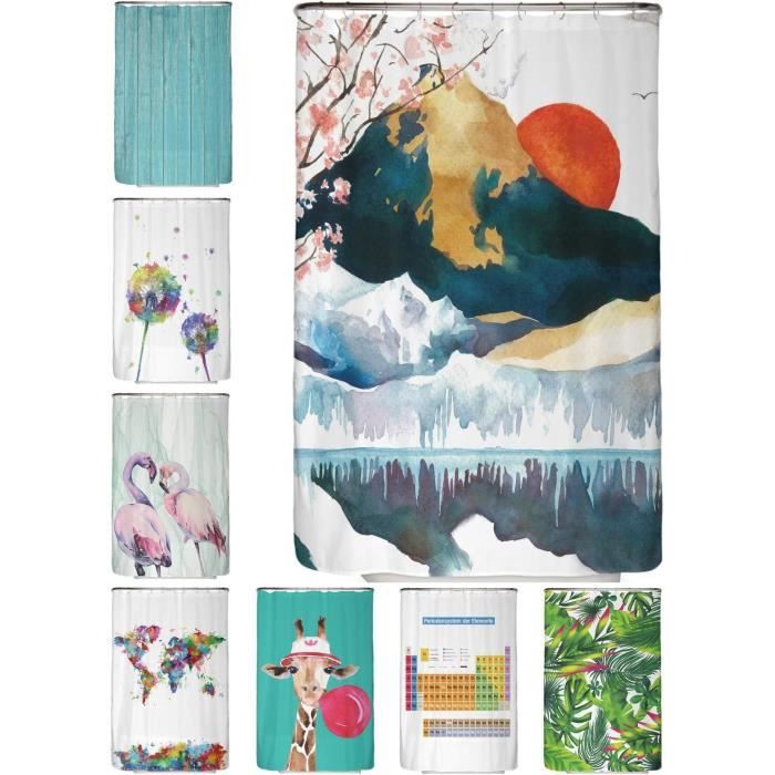 Rideau De Douche Motif Japonais Anti-Moisissure 120 X 180 Cm Certifié ...