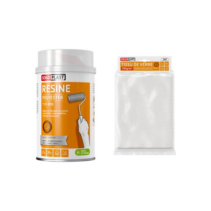 Pack résine polyester type Eco Soloplast 1 Kg - Tissu de verre ...
