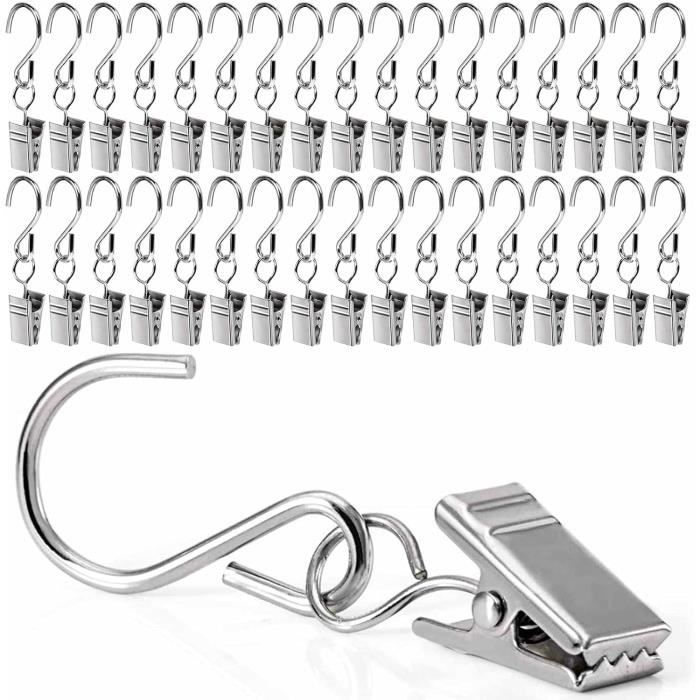 Pince Rideau,Pince Rideaux,50 Pièces Anneaux à Pince,Pince pour Rideaux ...