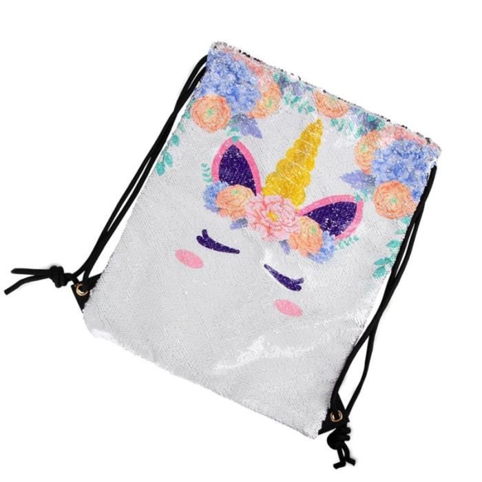 Unicorn Printing Backpack Shining Drawstring for Girl Woman Travel Outdoor SAC A OUTIL - SACOCHE ...