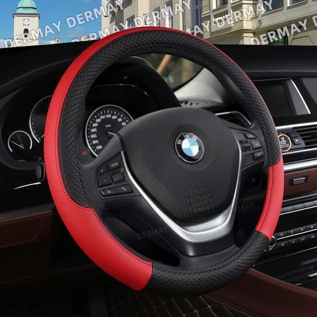 COUVRE-VOLANT,Rouge--Housse de volant de voiture universelle en cuir PU de 38CM, couvre volant ...