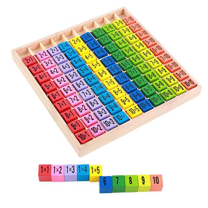 Jouet éducatif - Table de Multiplication en Bois - 10 x 10 - Coloré - 3 ...