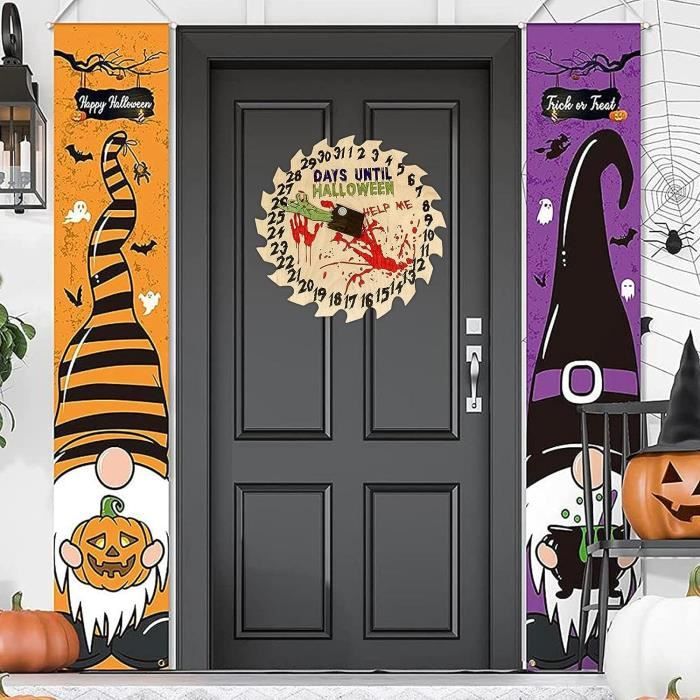 Décoration d'Halloween - ZGEER - Calendrier de Compte à Rebours en Bois ...