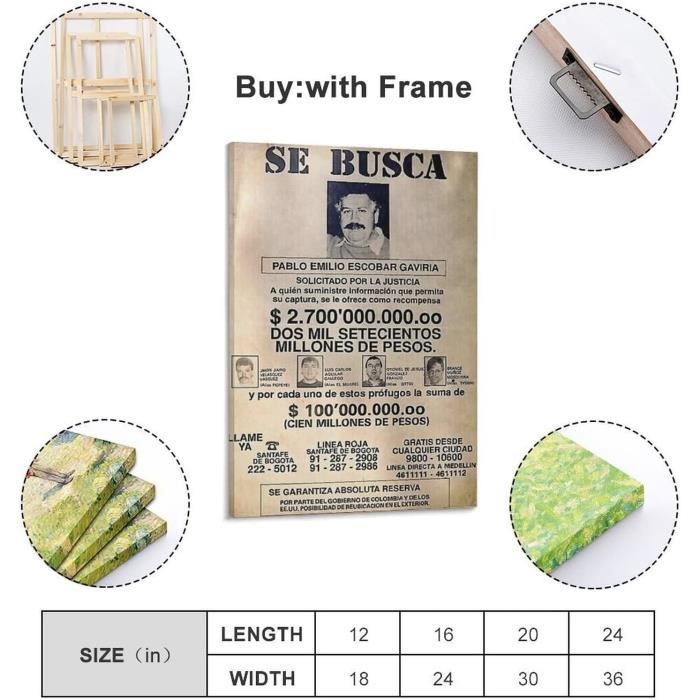 Pablo Escobar Wanted Poster-Denoise-Denoise Impression Sur Toile ...