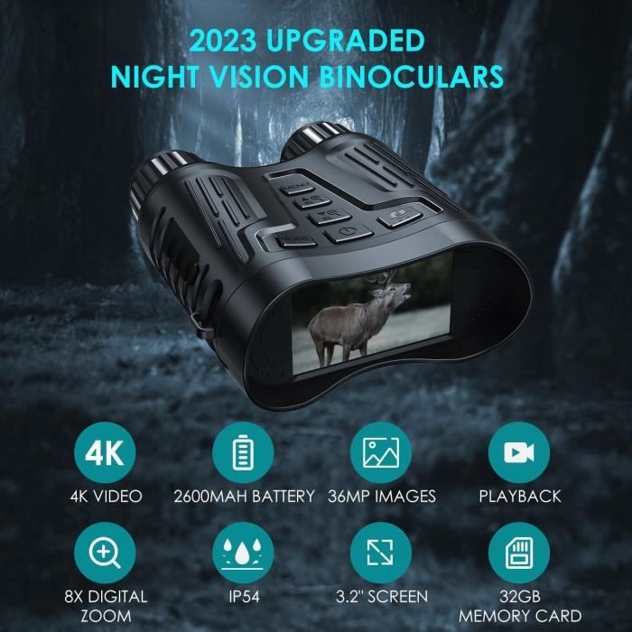 Jumelles Vision Nocturne, 4K Hd Portée De Lunette Vision Nocturne ...