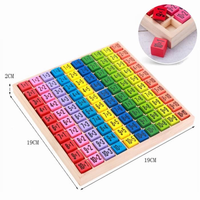 Jouet éducatif - Table de Multiplication en Bois - 10 x 10 - Coloré - 3 ...