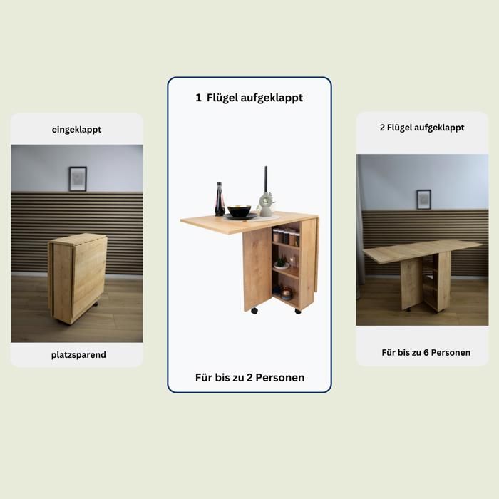Table pliante "JEY", table à manger, table de cuisine, pliable pour ...