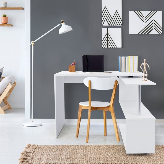 ML-Design Bureau d'Angle Pivotant 90°, Forme de L, 150x88x75 cm, MDF ...