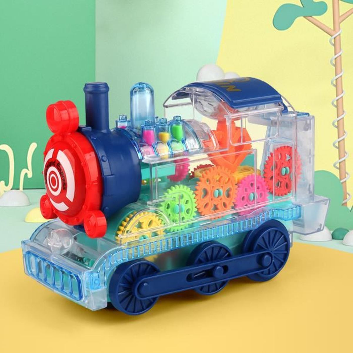 Jouet de train électrique transparent, marche de roue universelle, avec ...