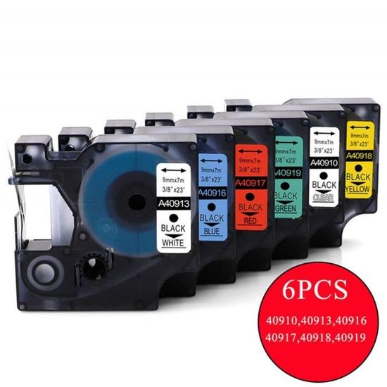 6 Rubans pour Dymo D1 40913 40910 40916 40917 40918 40919 Etiquettes ...