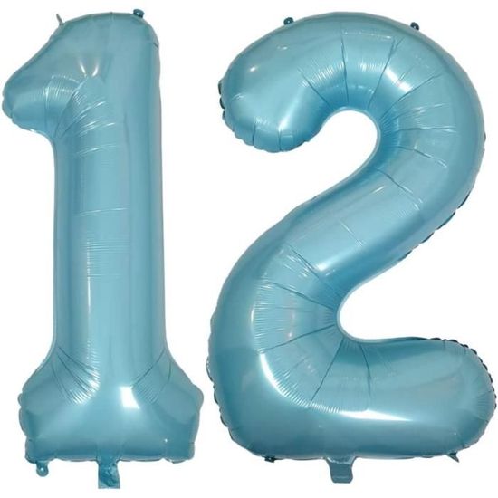Ballon 12 Ans Bleu Xxl - Ballon Anniversaire 12 Ans Decoration, Ballon ...