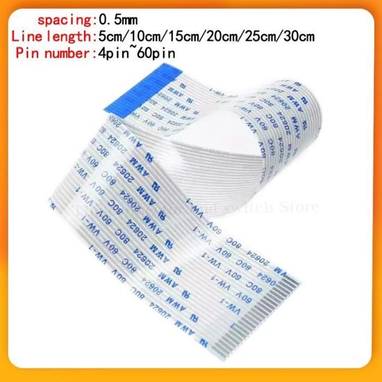 25 cm - 0.5 mm - 10p - Direction A positive - Câble plat et flexible, 10 pièces, FFC FPC AWM ...
