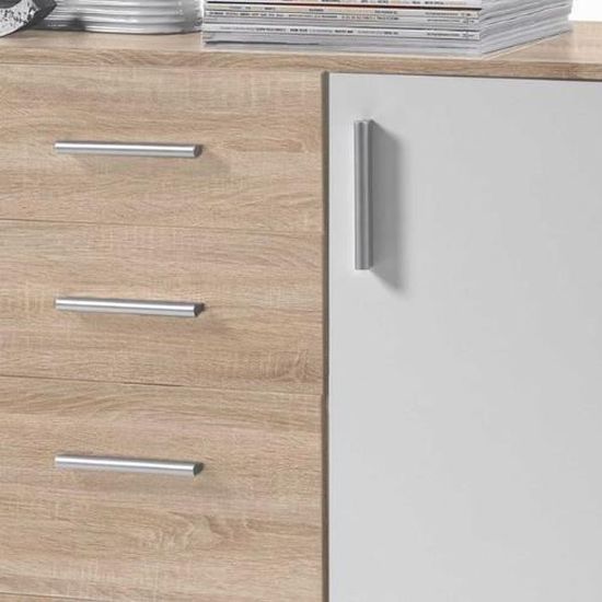 Commode - EMOB - Bobette - 2 portes - 4 tiroirs - Blanc/Chêne Sonoma ...