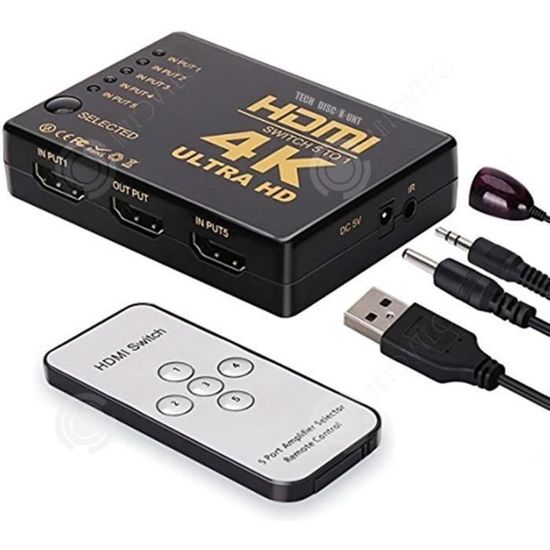 Commutateur HDMI - INN® - 4k - 5 Entrées - Télécommande - Récepteur infrarouge - Cdiscount TV ...