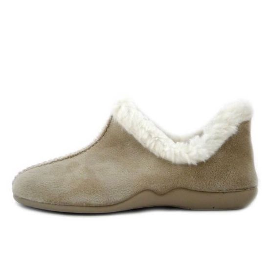 Chaussures femme en tissu de velours beige - CINZIA SOFT - talon 2 cm ...