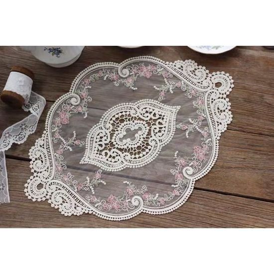 Photo-27cmx21m-ROUND-Napperon moderne en dentelle avec broderie ovale ...